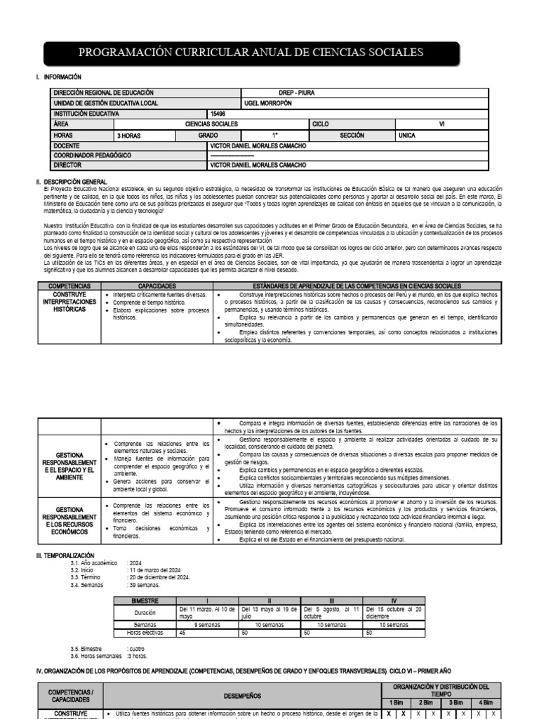 1ro Programacion Anual CCSS. | PDF | Evaluación | Enseñando