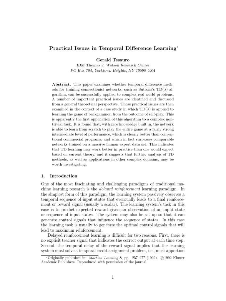 Temporal Difference Learning Insights | PDF | Mathematical Optimization | Machine Learning