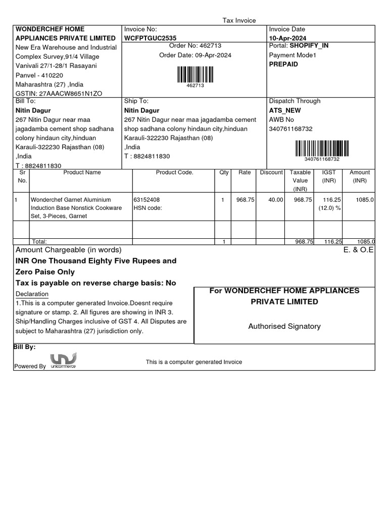 Invoice Shipment PTG409196 Order 462713 | Download Free PDF | Economies ...