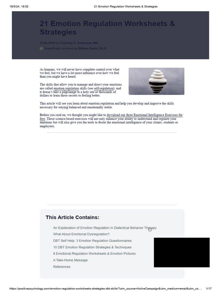 Emotion Regulation Strategies & Worksheets | PDF | Dialectical Behavior ...
