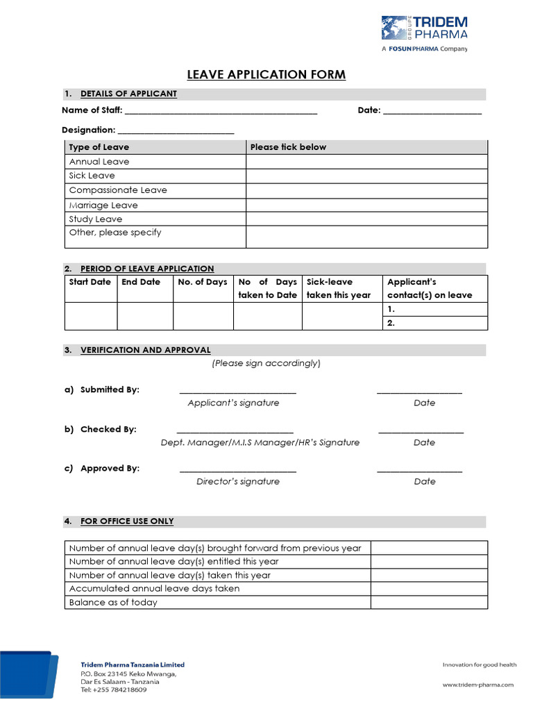Leave Application Form Template | PDF
