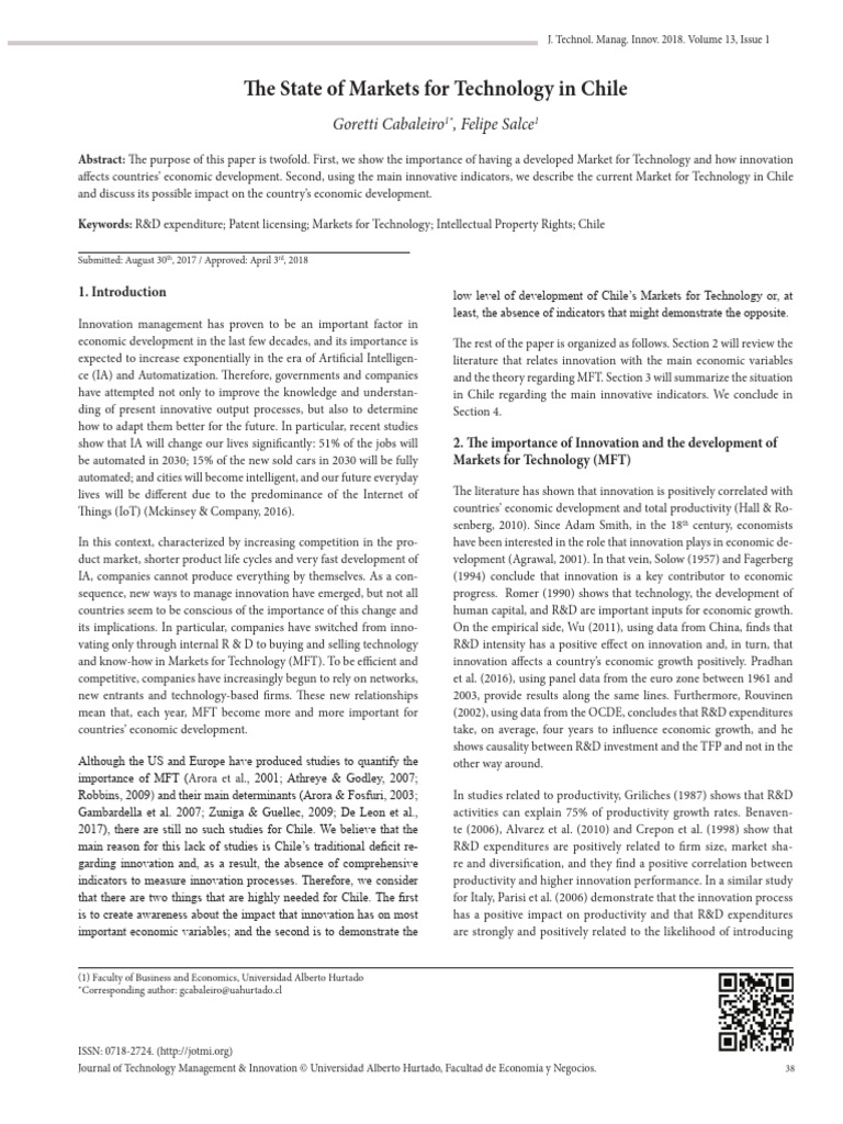 The State of Markets For Technology in Chile | PDF | Innovation ...