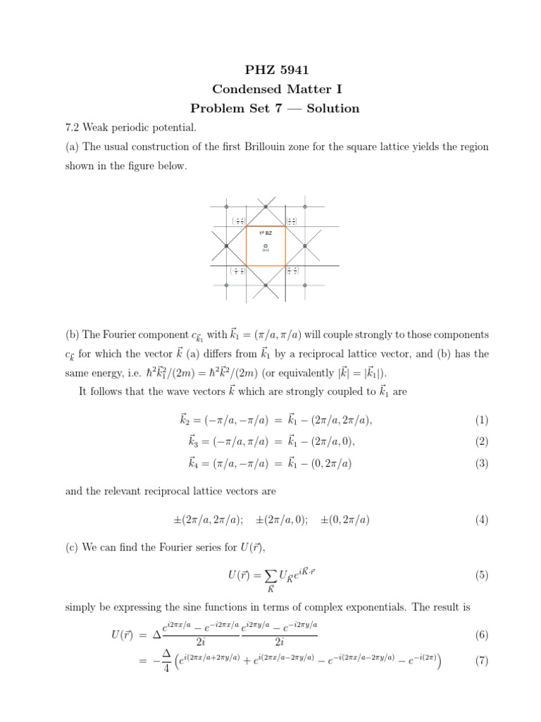 PHZ 5941 Condensed Matter I Problem Set 7 - Solution: A A A A | PDF | Science & Mathematics
