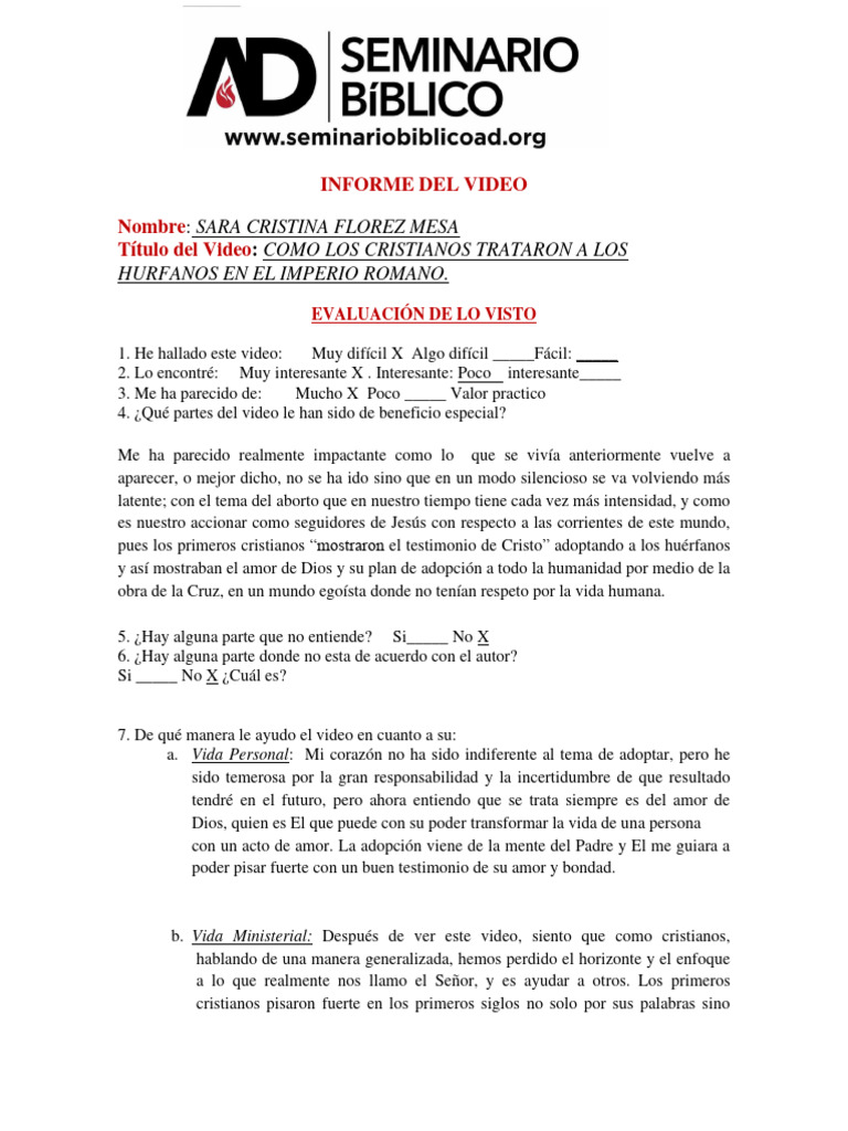 Informe de Video | PDF | Amor | Jesús