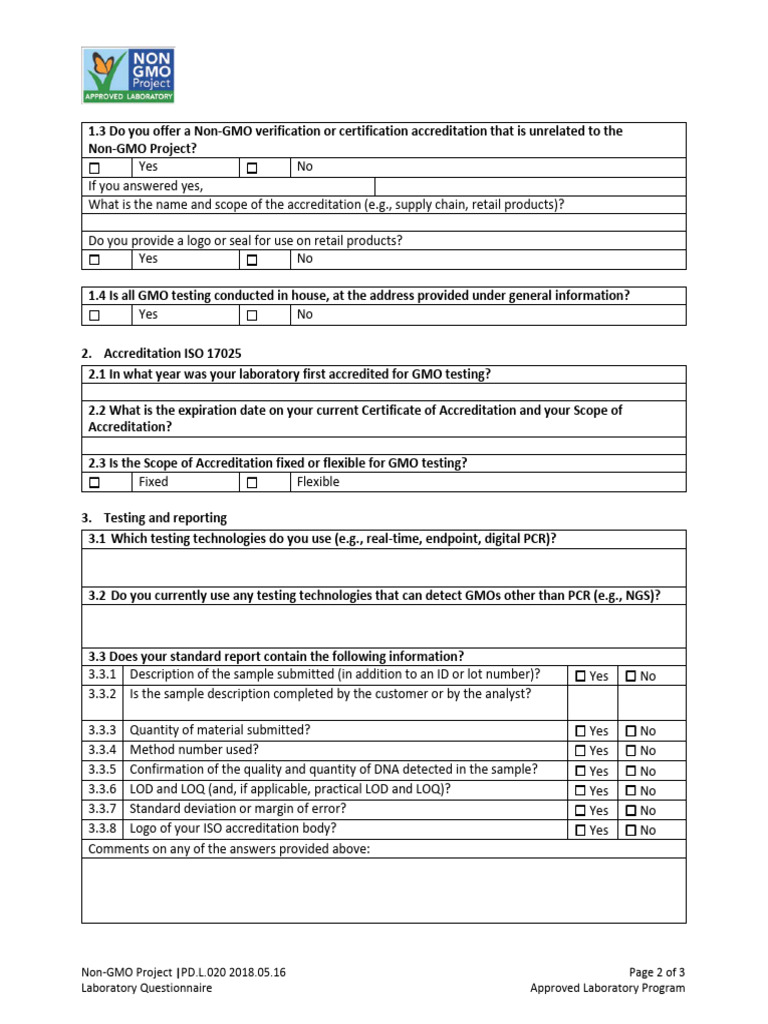 Non-GMO Laboratory Accreditation Guide | PDF