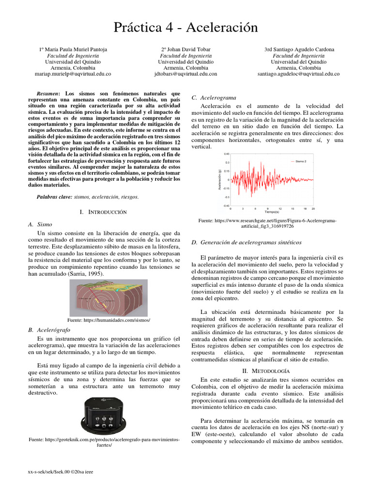 Practica4 Aceleracion | PDF | Temblores | Sismología