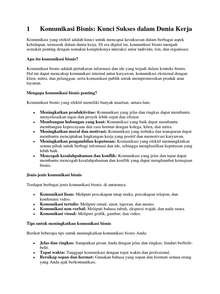 Komunikasi Bisnis Kunci Sukses Pdf