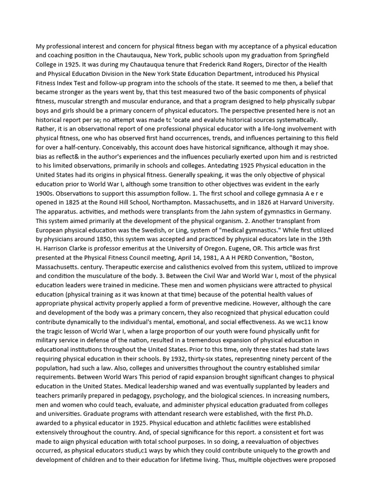 Evolution of Physical Education in the US | PDF | Coronary Artery ...