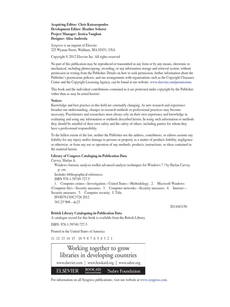 Copyright - 2012 - Windows Forensic Analysis Toolkit | PDF | Computer Forensics | Elsevier