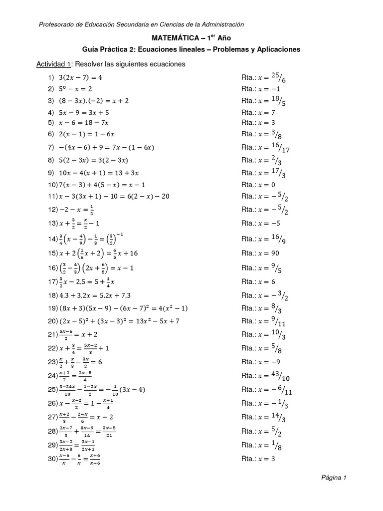 Matematica - 1ro PA - Guia Practica 2 | PDF Matematica - 1ro PA - Guia Practica 2 | PDF