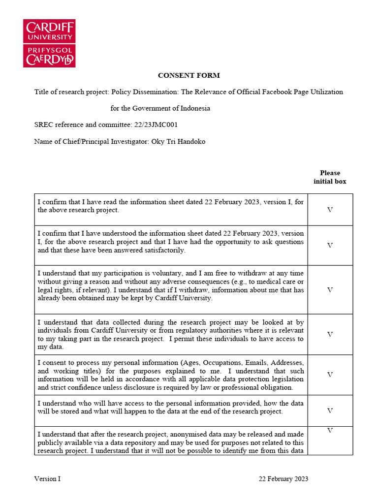 Consent Form for Indonesian Research Project | PDF | Justice | Crime ...