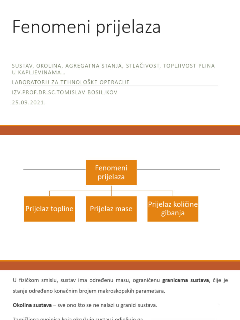 1 - Predavanje - Fenomeni Prijelaza - 25 - 09 - 2021 | PDF