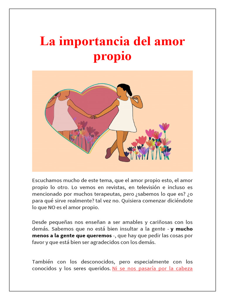 La importancia del amor propio | PDF | Amor | Autoestima