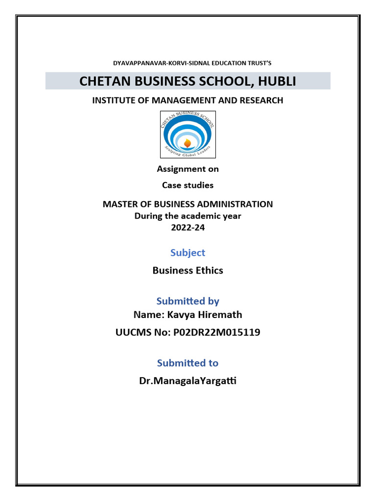MBA Case Studies on Business Ethics | PDF | Career & Growth | Business