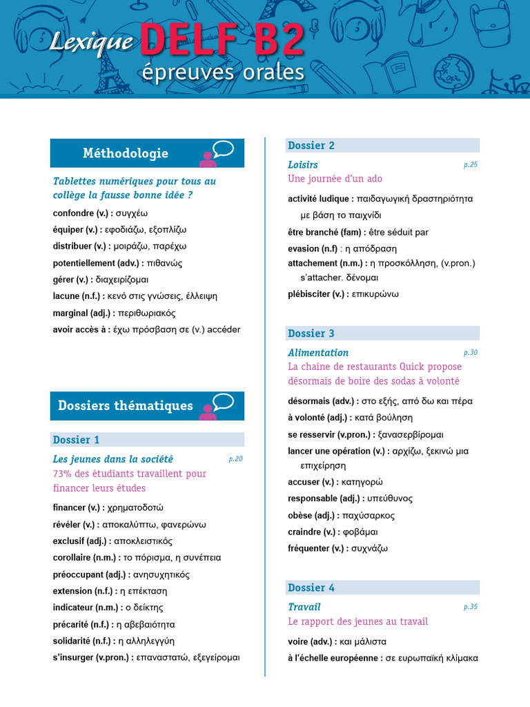 Delf Niveau B2 Epreuves Orales Lexique | PDF