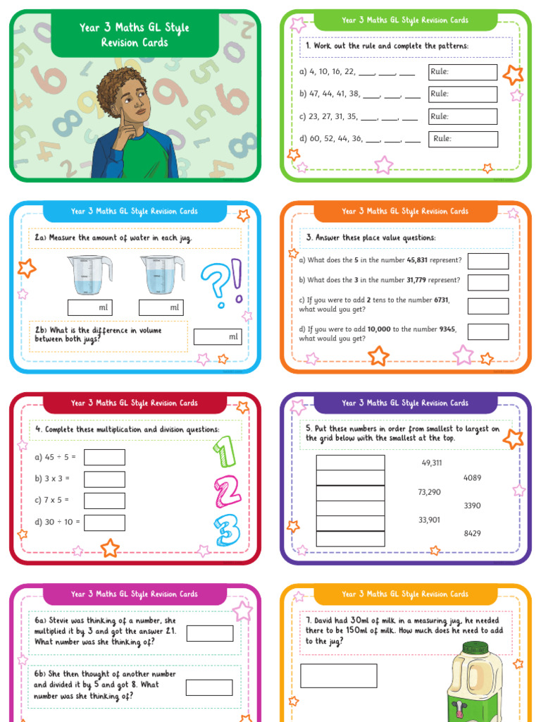 Year3 GL Style Maths Activity Revision Flashcards Ver - 2 | PDF | Mathematics