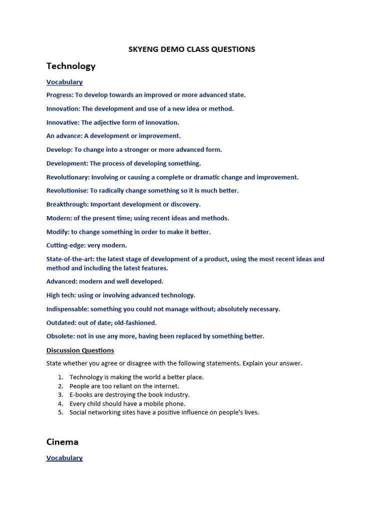 English Demo Class Questions | PDF | Entertainment | Performing Arts