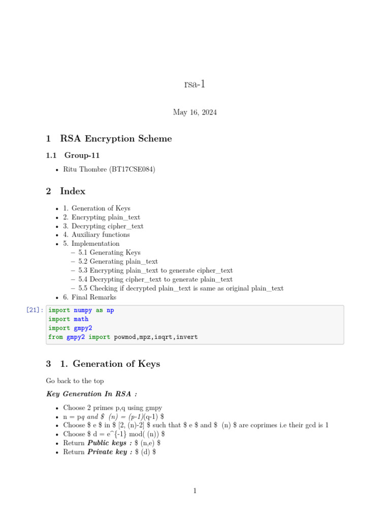 Rsa 1 | PDF | Encryption | Military Communications