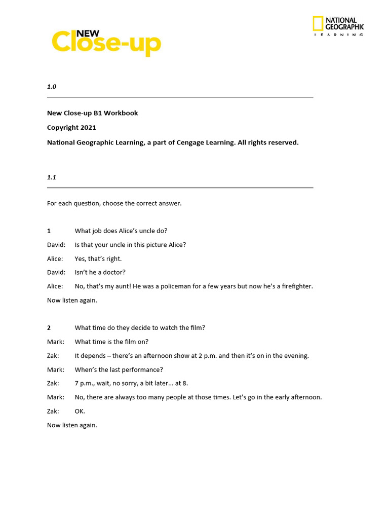 Workbook Audio Script b1 29.11 | PDF | Restaurants | Car