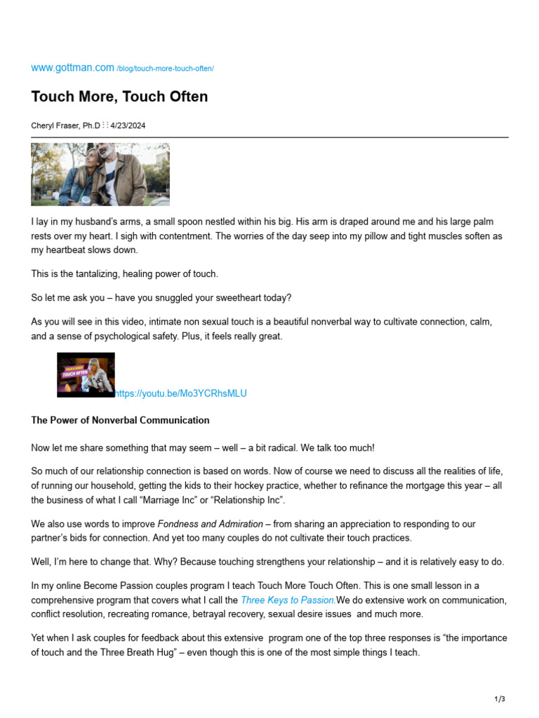 Touch More Touch Often | PDF | Psychology | Behavioural Sciences