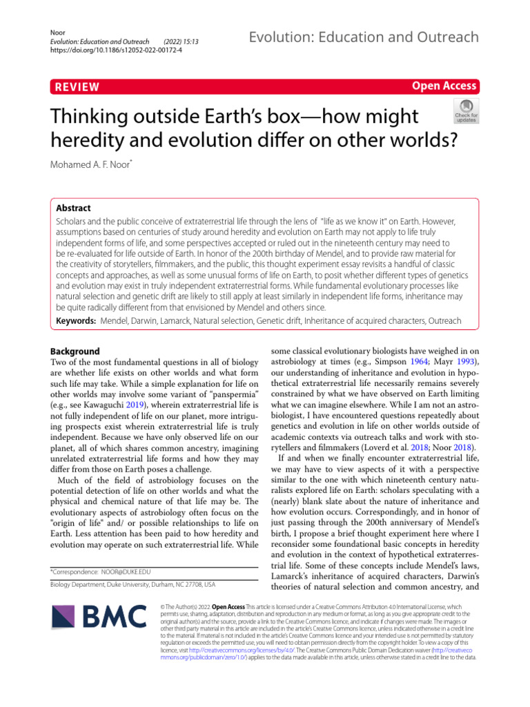 2022-Thinking Outside Earth's Box | PDF | Heredity | Natural Selection