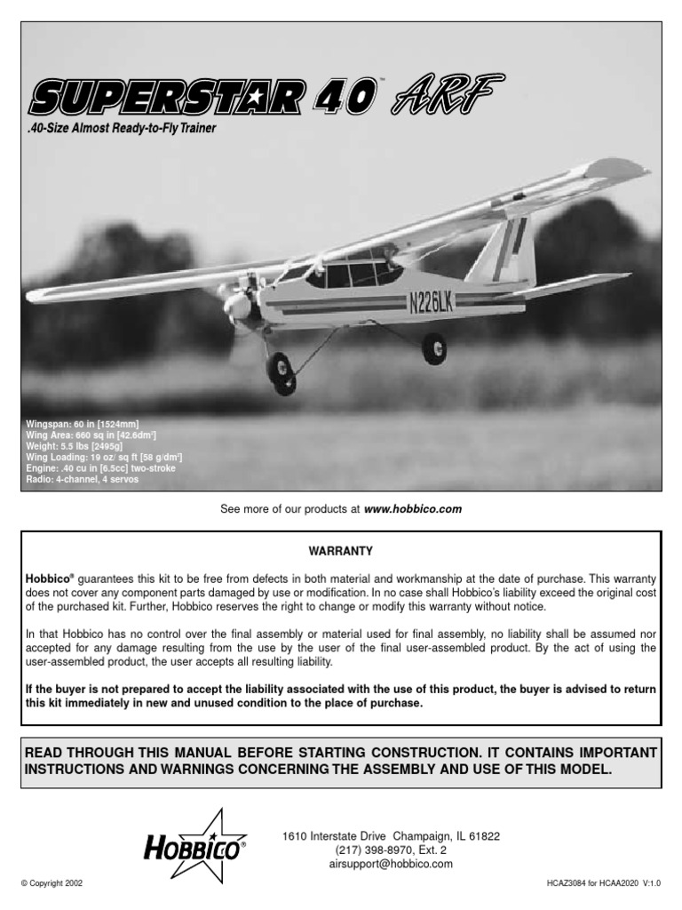 Hobbico Superstar Manual de Uso | PDF