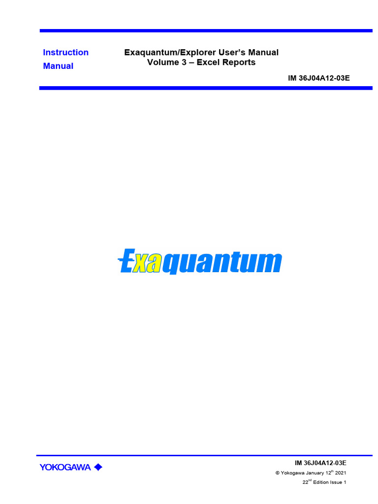Exaquantum Explorer Users Manual Vol 3-Excel Reports | PDF | Microsoft ...