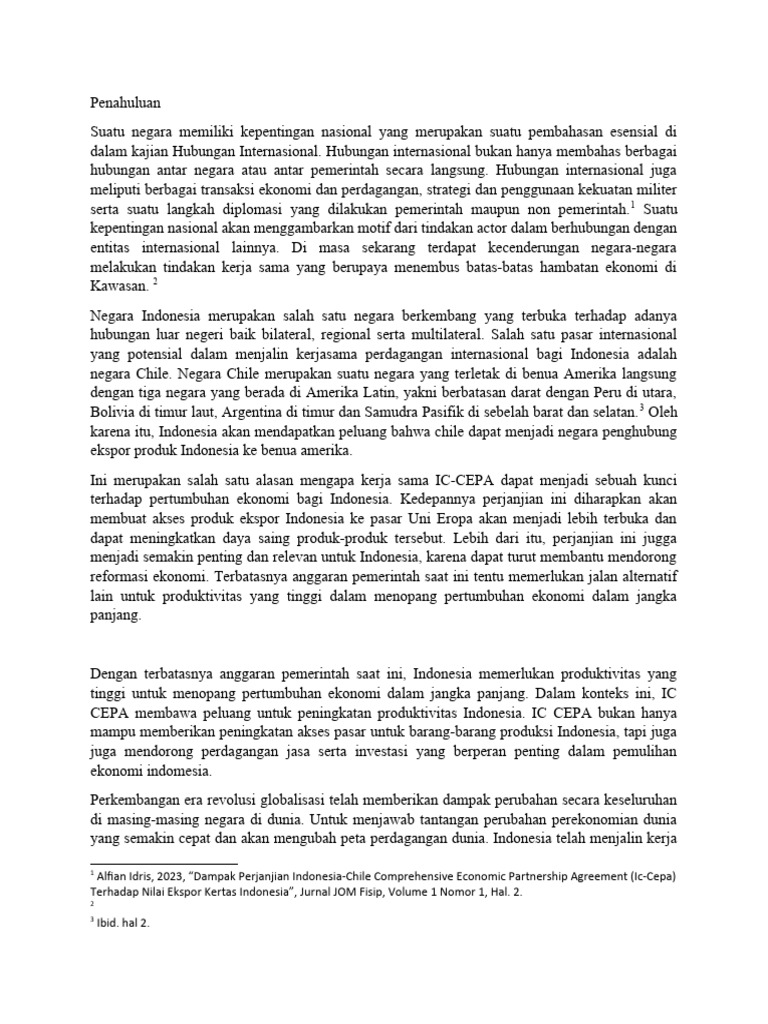 IC-CEPA: Peluang Ekonomi Indonesia-Chile | PDF