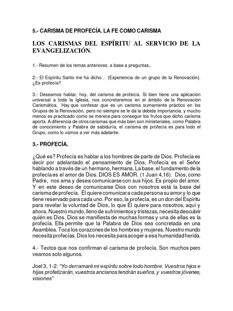 Carisma de Profecía. La Fe Como Carisma | PDF | Profecía | Fe