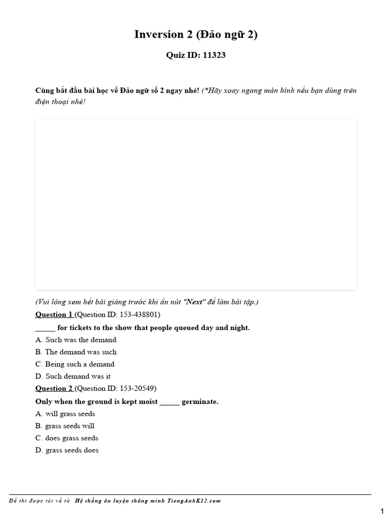 Quiz - 11323 - Inversion 2 Dao Ngu 2 | PDF