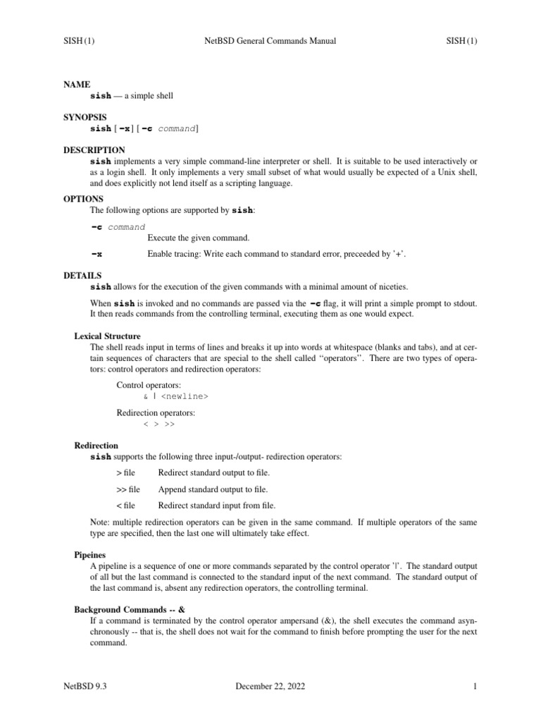 sish.1 | PDF | Shell (Computing) | Operating System Families