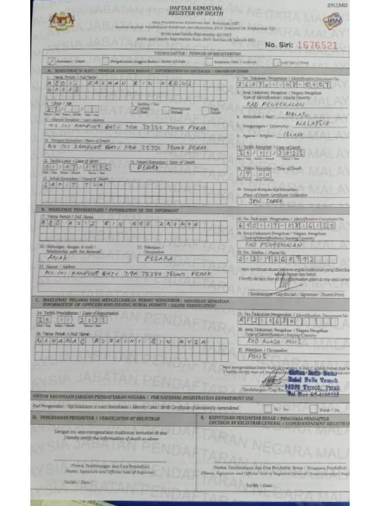 Sijil Kematian | PDF