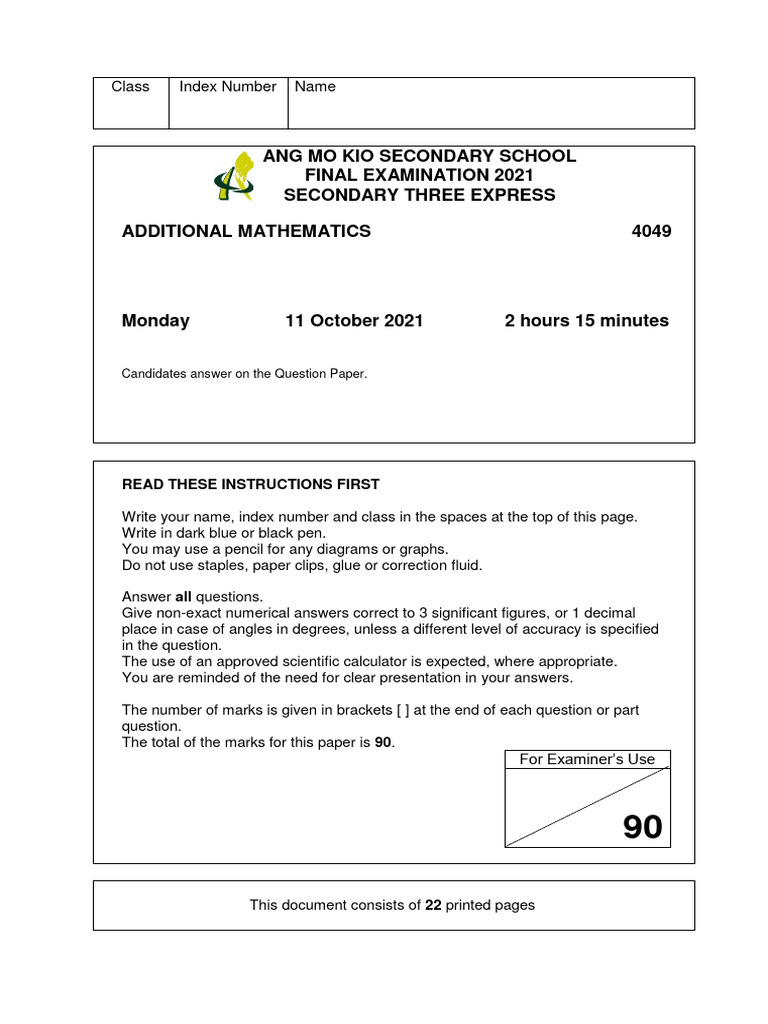2021 AMKSS 3E - AMath - Question | PDF | Mathematical Analysis ...