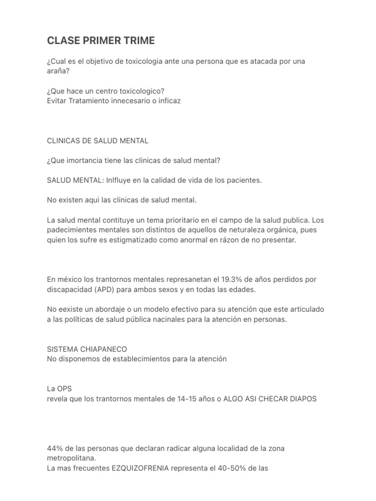 CLASE PRIMER TRIME | PDF | Hospital | Salud mental