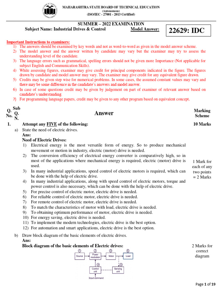 2022 Summer Model Answer Paper (Msbte Study Resources) | PDF | Electric ...