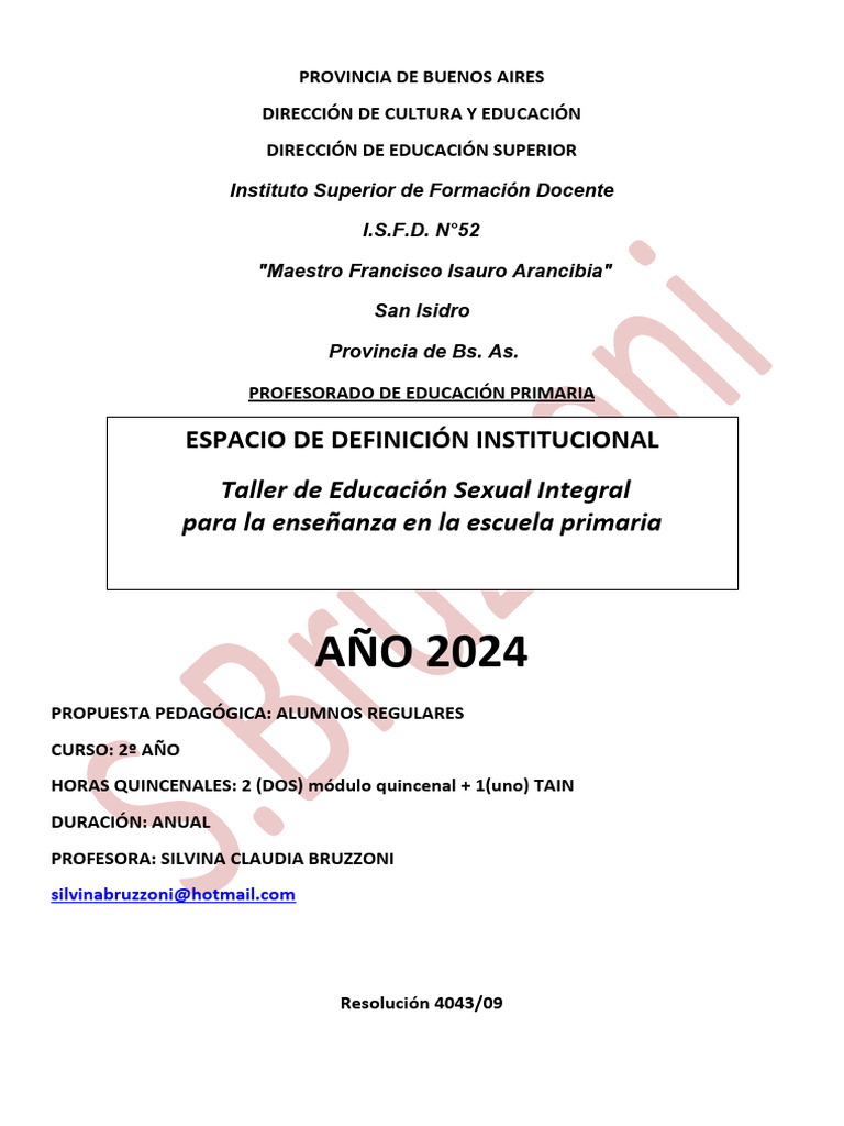 Programa Esi 2024 | PDF | Educación primaria | Maestros