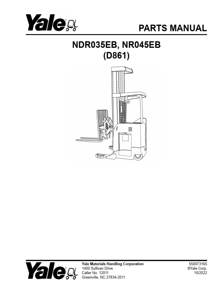 Yale NDR035EB & NR045EB Parts Manual | PDF | Elevator | Manual Transmission