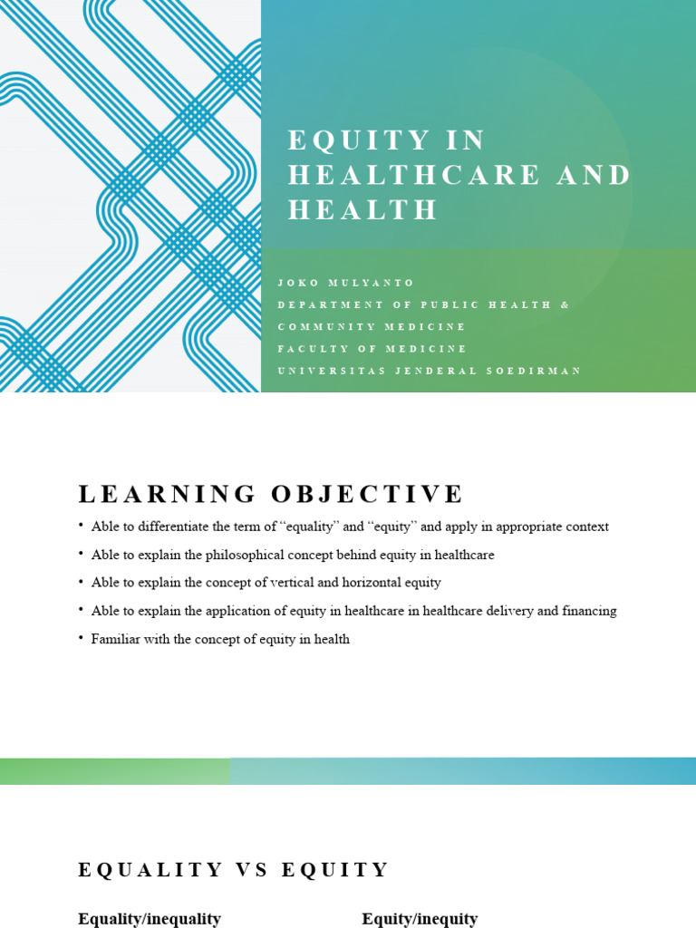 Equity in Healthcare Explained | PDF | Health Equity | Justice