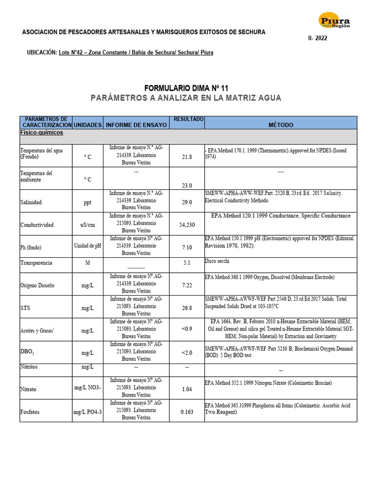DIMA N° 11 Y 12, INF, AMB SEM 2022-II - APAMEX | PDF