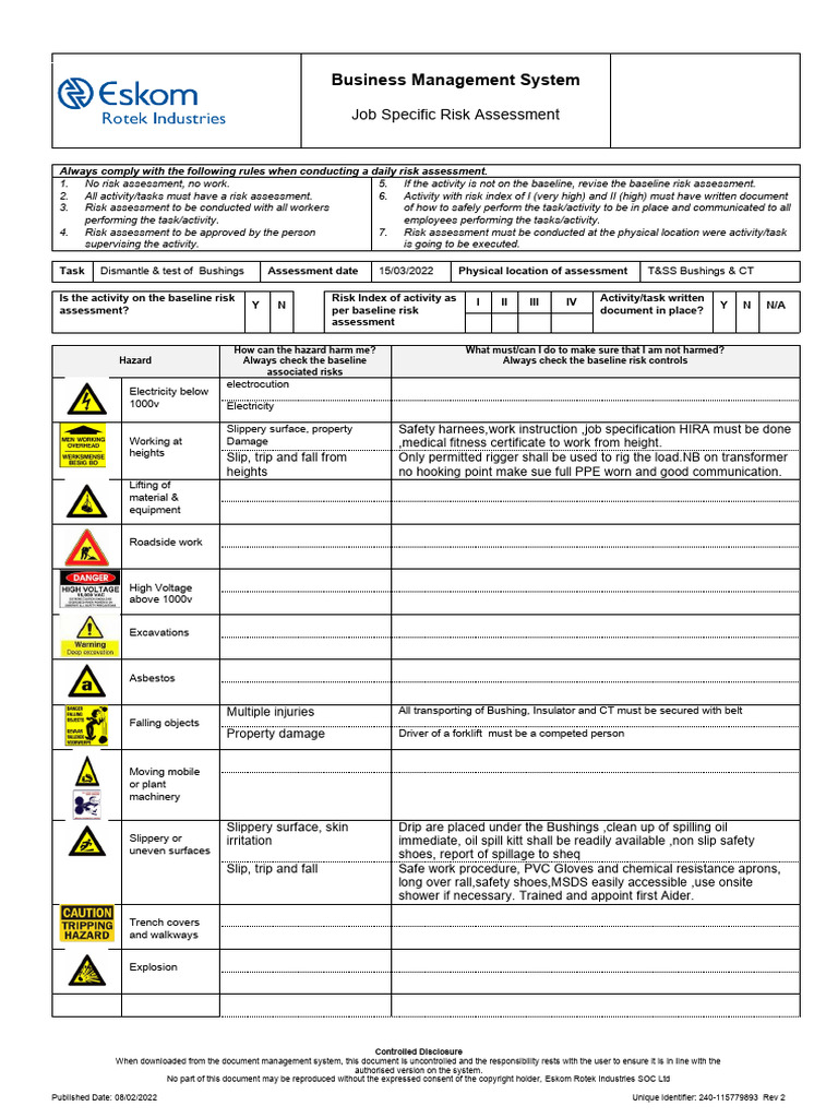 Risk Assessment Working at Height | Download Free PDF | Personal ...