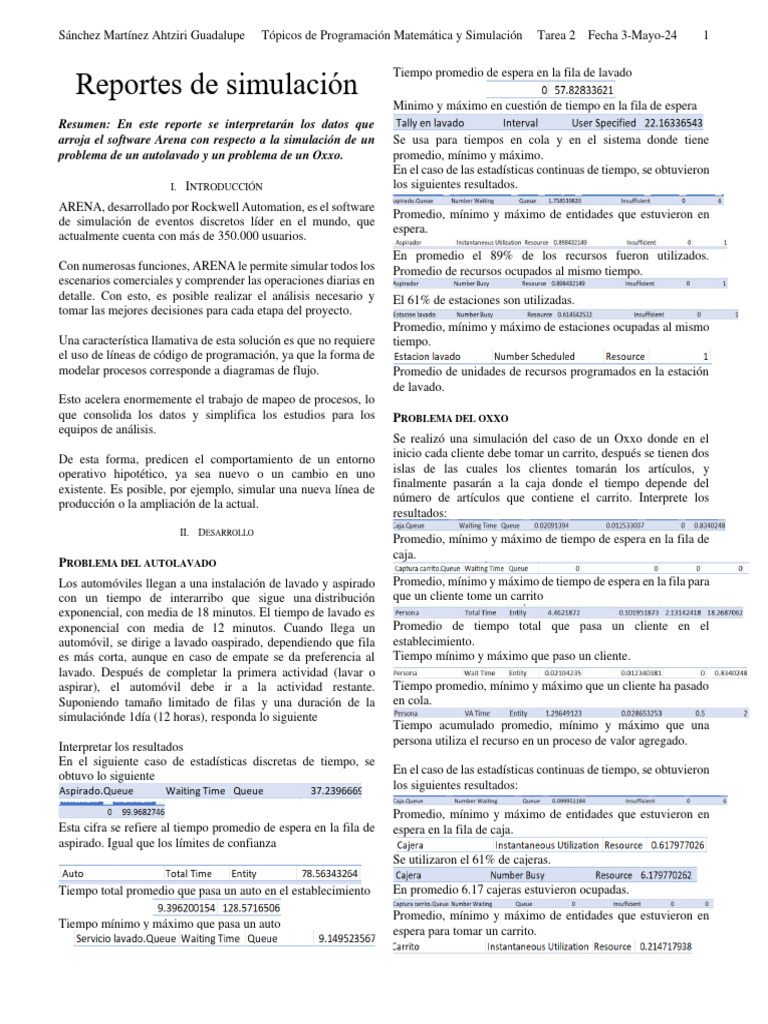 Reporte de Simulación | PDF | Simulación | Software