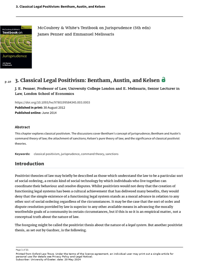 Legal Positivism Mccoubrey | PDF | Jurisprudence | Immanuel Kant