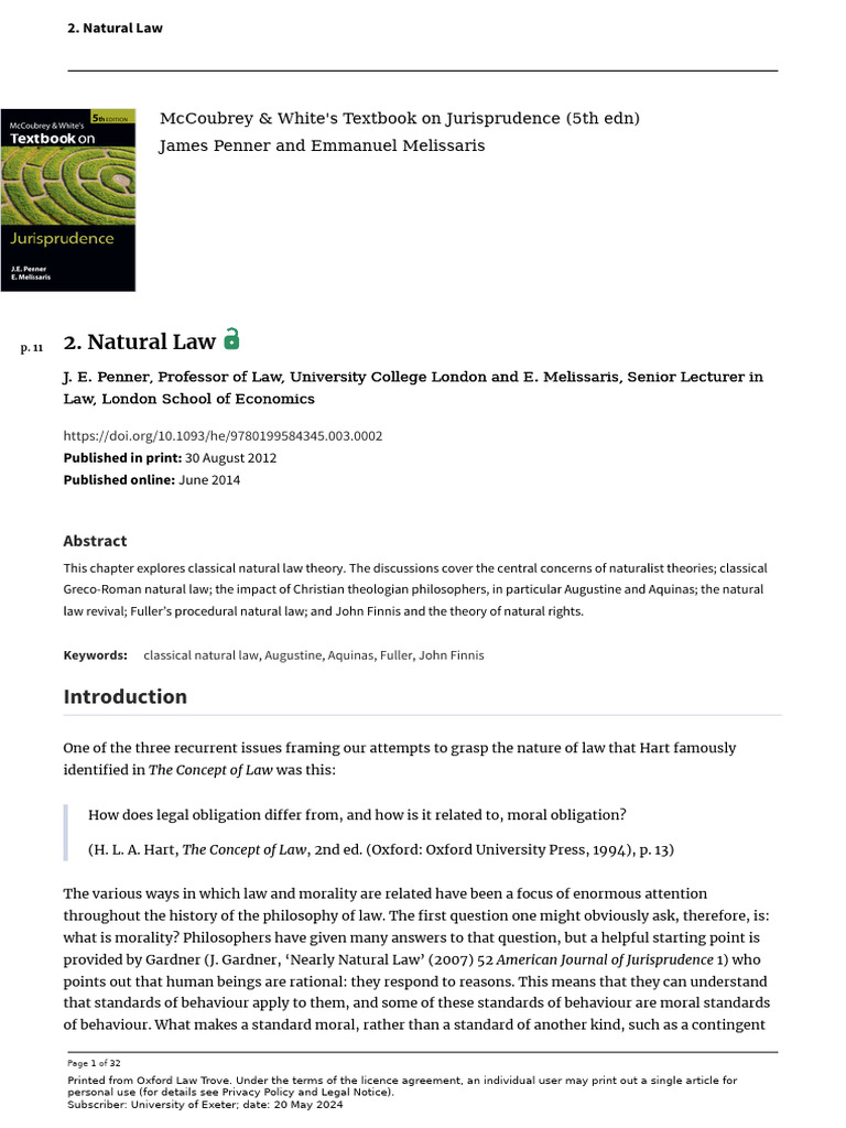 Classical Natural Law Theory Explained | PDF | Natural Law | Socrates