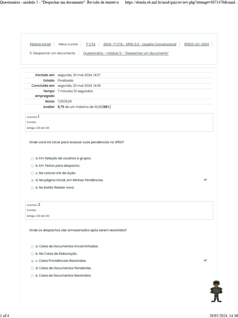 Questionário - Módulo 5 - Despachar Um Documento Revisão Da Tentativa | PDF | Informática