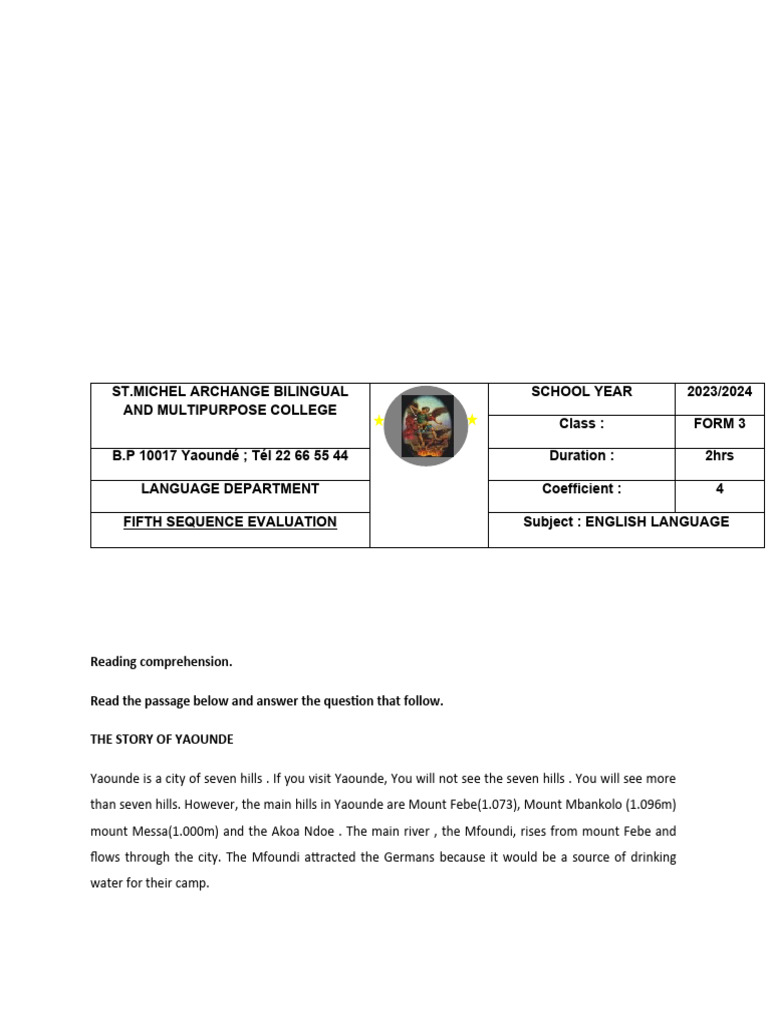 Fifth Sequence Evaluation Form Three | PDF | Grammar | Linguistics
