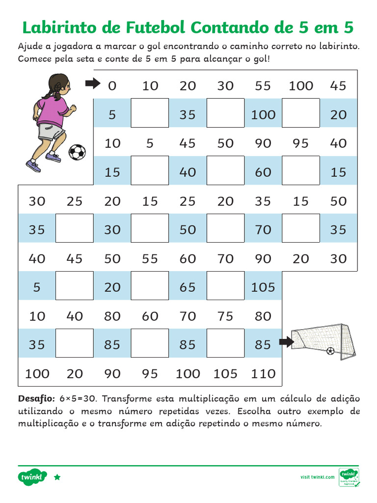 BR T N 2546245 Labirinto de Futebol Contando de 5 em 5 Differentiated Folha de Atividades ...