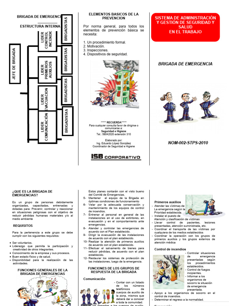 Triptico Funciones de Brigadas | PDF | Primeros auxilios | Valores