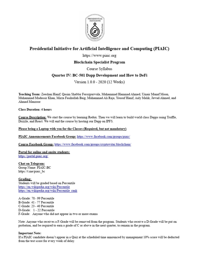 PIAIC BC Q4 Syllabus | PDF