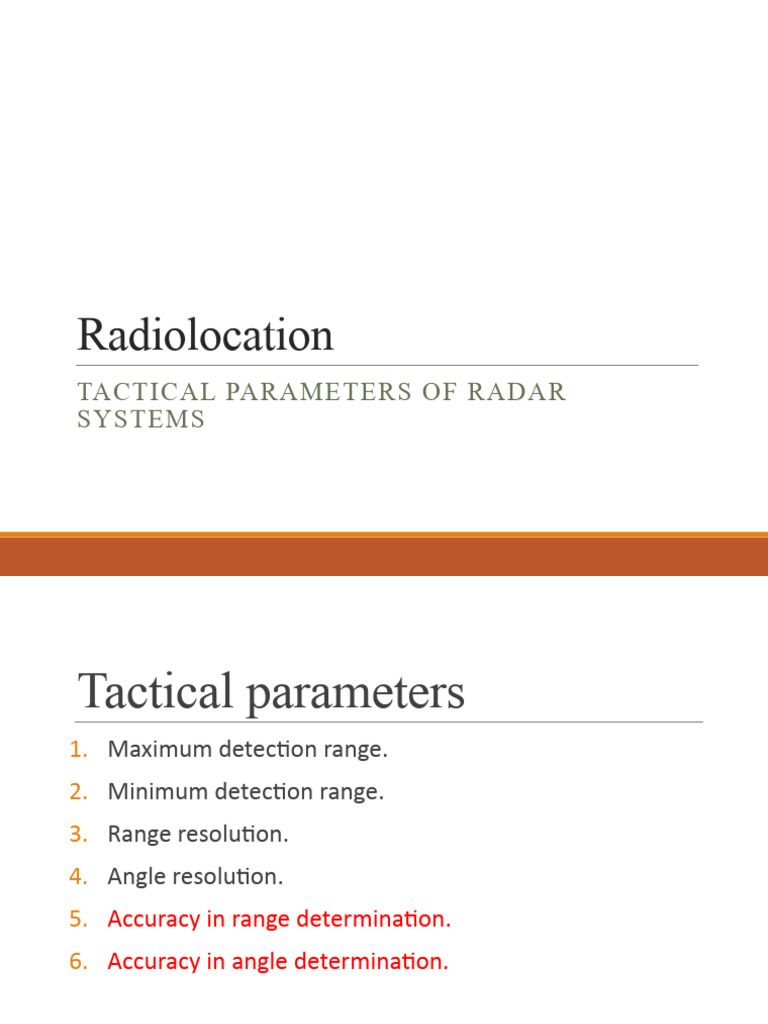 LEC4 - The Tactical Parameters of Radar (Erasmus) | PDF | Radar | Antenna (Radio)