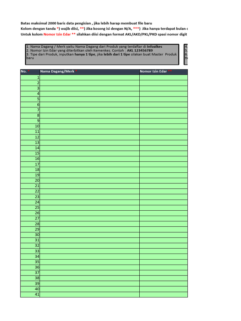 Template Master Produk | PDF